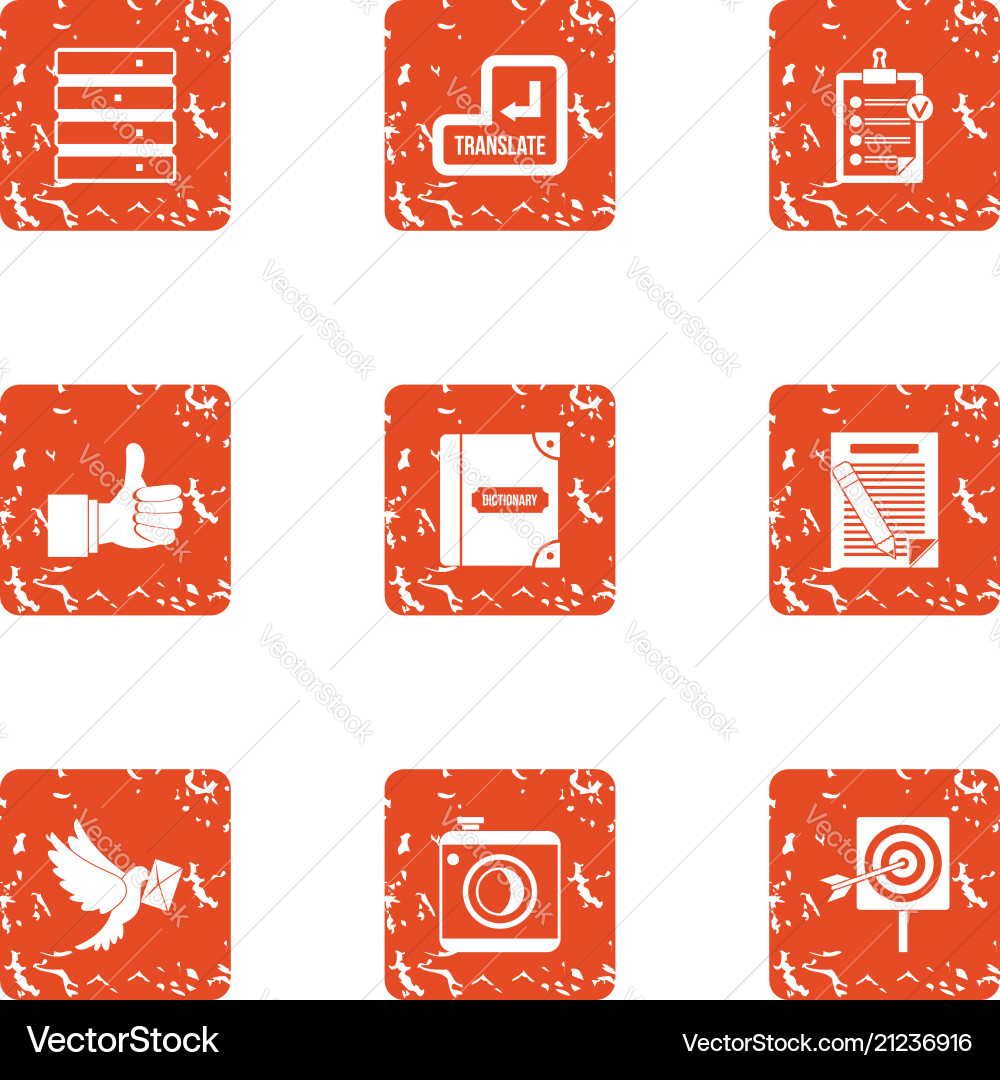 Transmittal icons set grunge style Royalty Free Vector Image