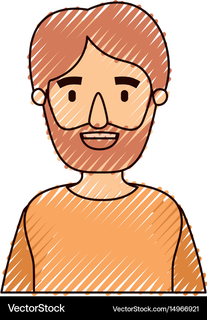 Color crayon stripe caricature half body man Vector Image