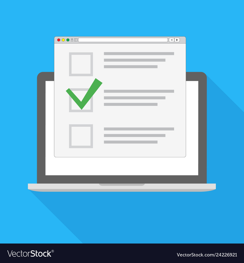 Computer laptop with checklist on screen Vector Image