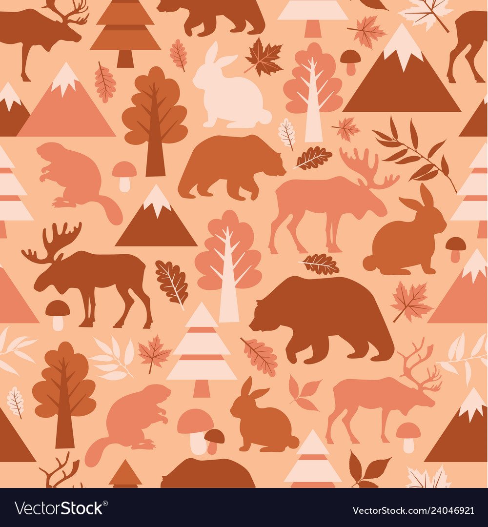 Cute Forest Animals Pattern Royalty Free Vector Image