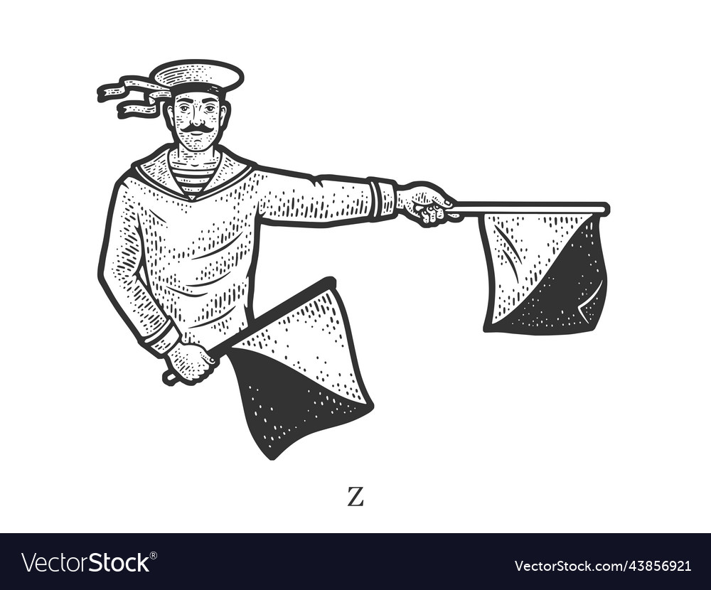 Flag semaphore letter z sketch Royalty Free Vector Image Flag semaphore letter z sketch Royalty Free Vector Image