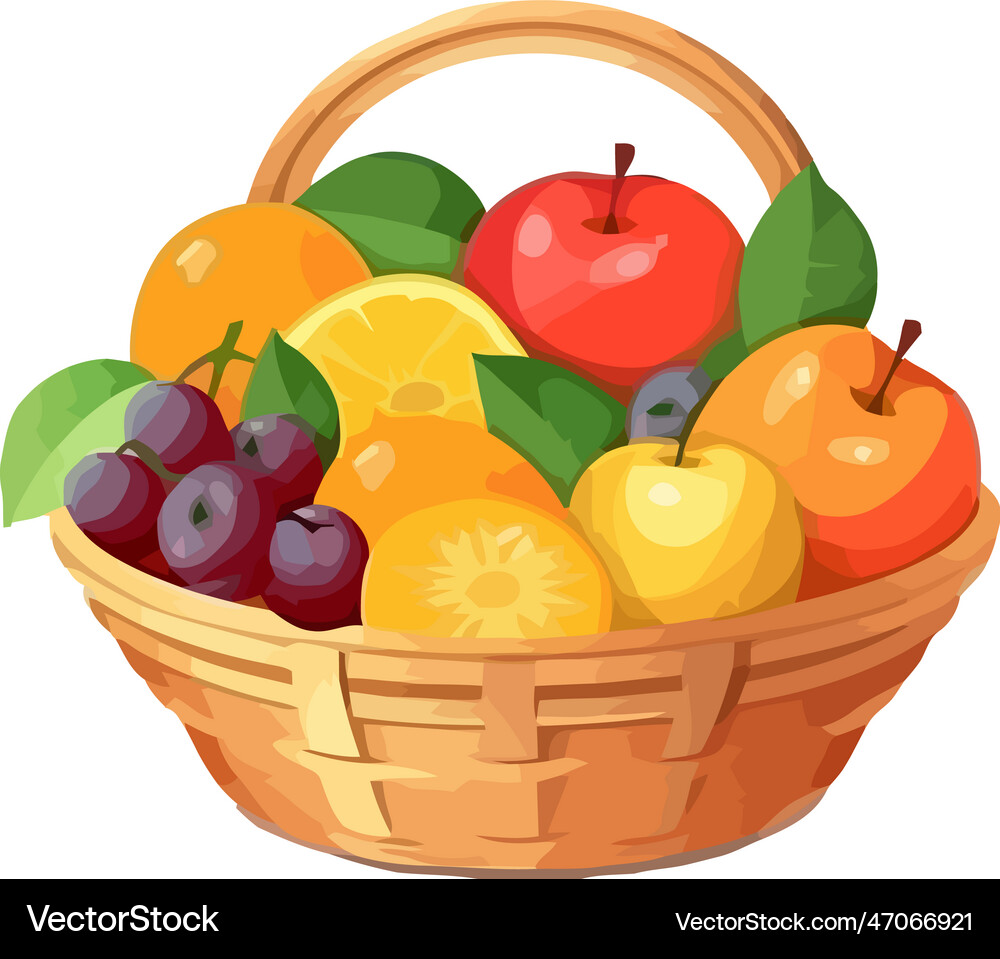 Fresh organic fruits basket Royalty Free Vector Image