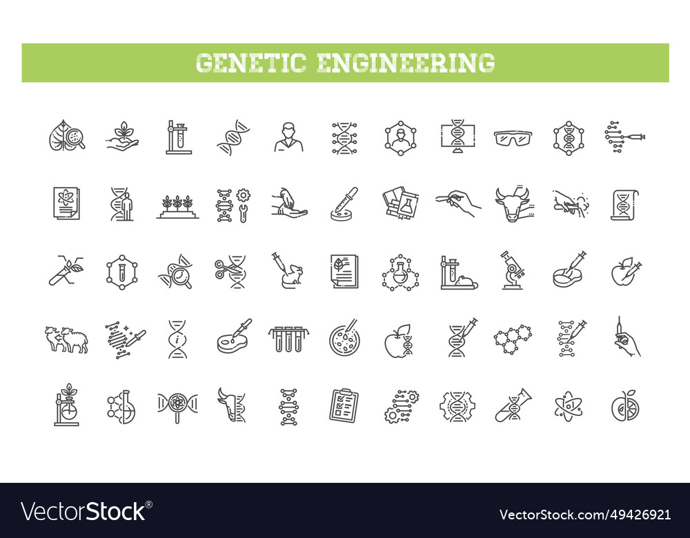 Genetic engineering icons set Royalty Free Vector Image