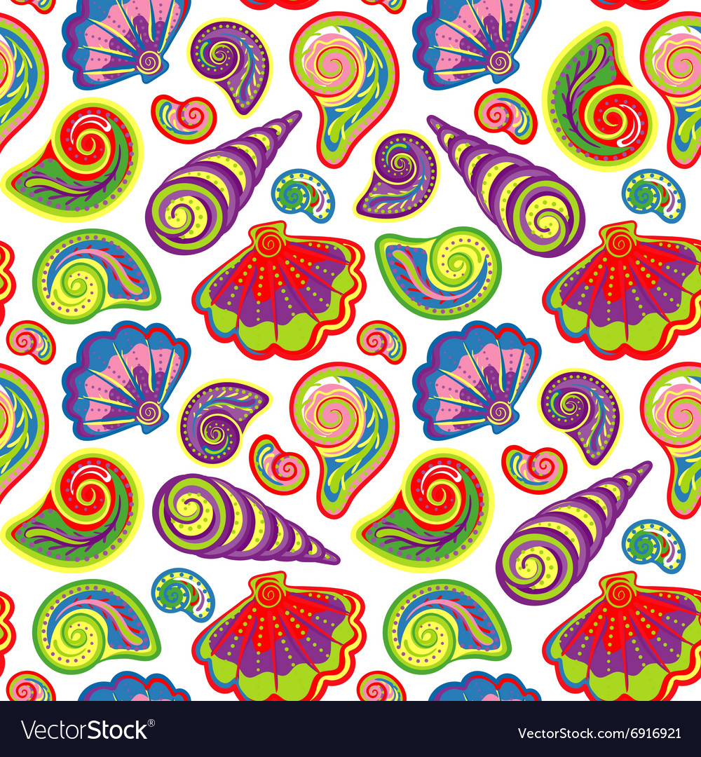 Hand draw sea shells pattern Seamless texture Vector Image