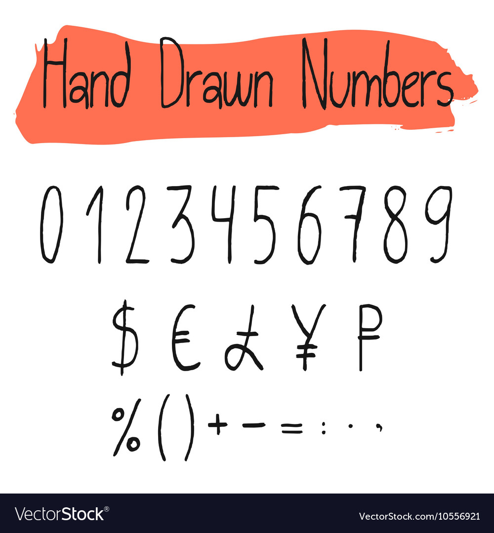 Handwritten simple numerals set Royalty Free Vector Image