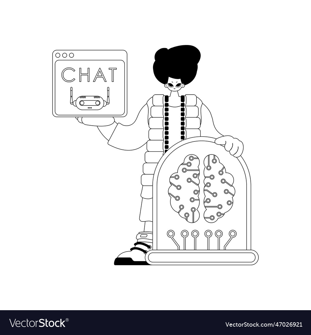 He has a linear ai model in his grasp Royalty Free Vector