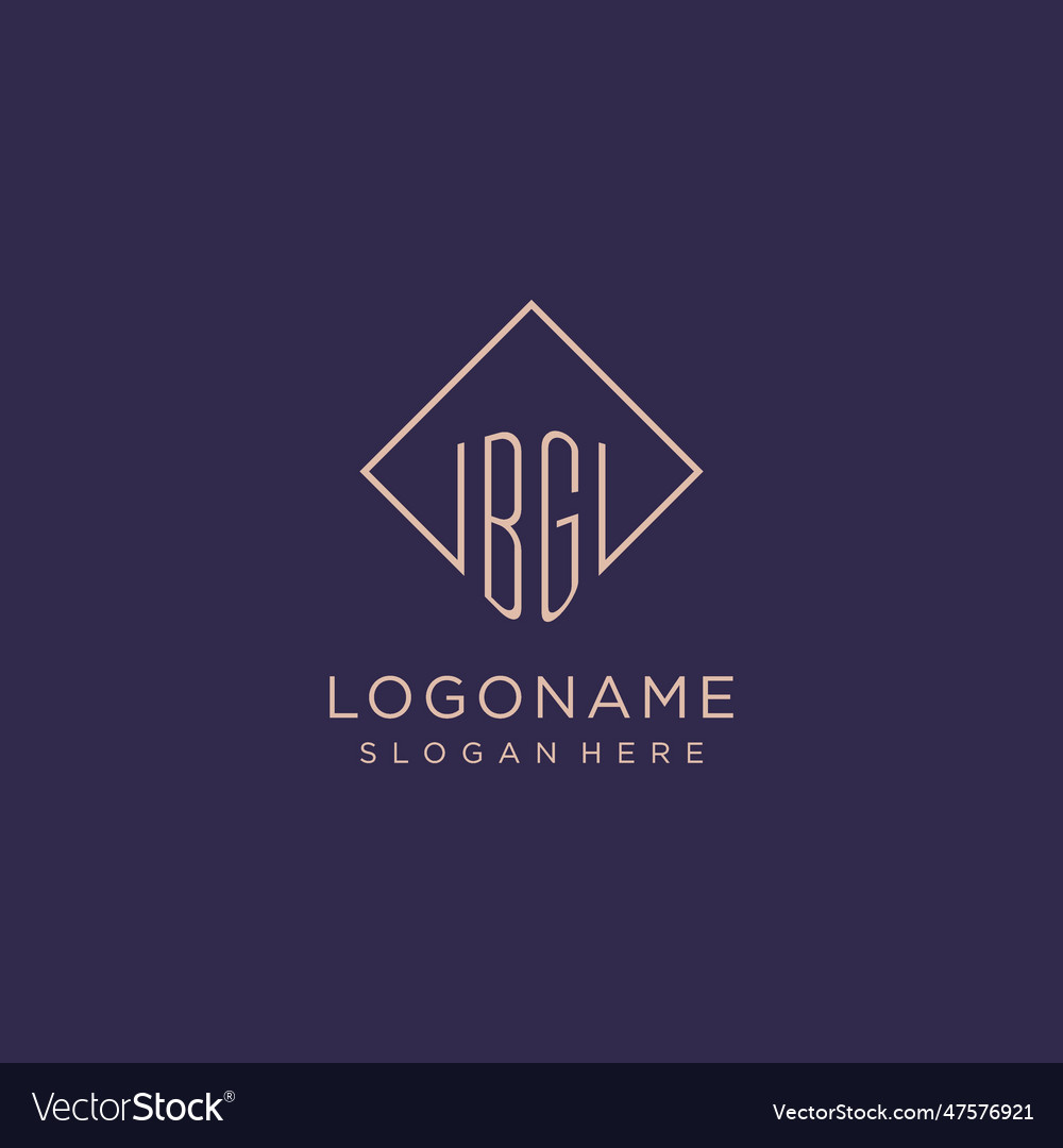 Initials bg logo monogram with rectangle style Vector Image
