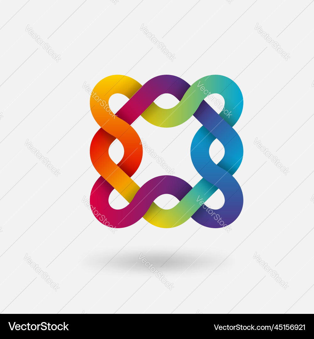 Intertwined geometric shapes in rainbow colors Vector Image