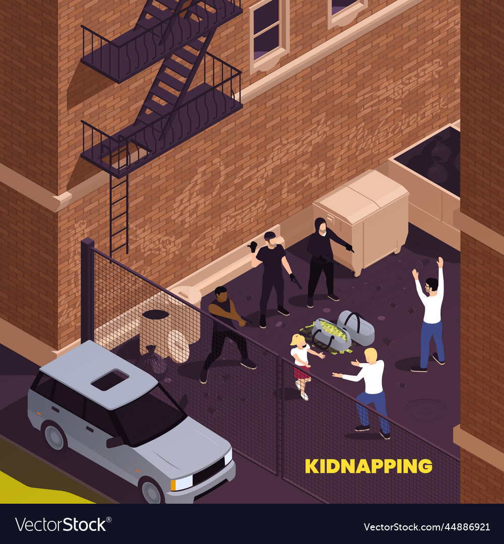 Kidnapping isometric background Royalty Free Vector Image