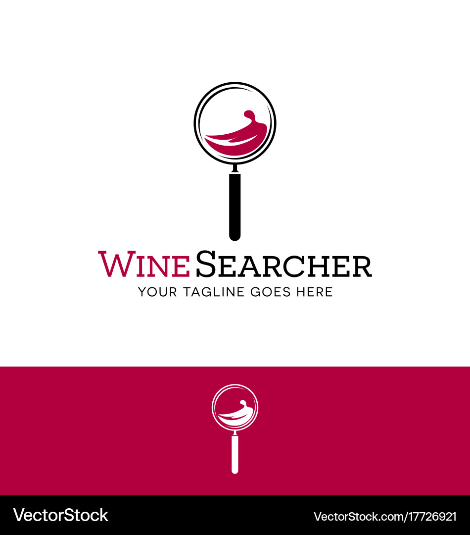 Logo for online wine search magnifying glass Vector Image