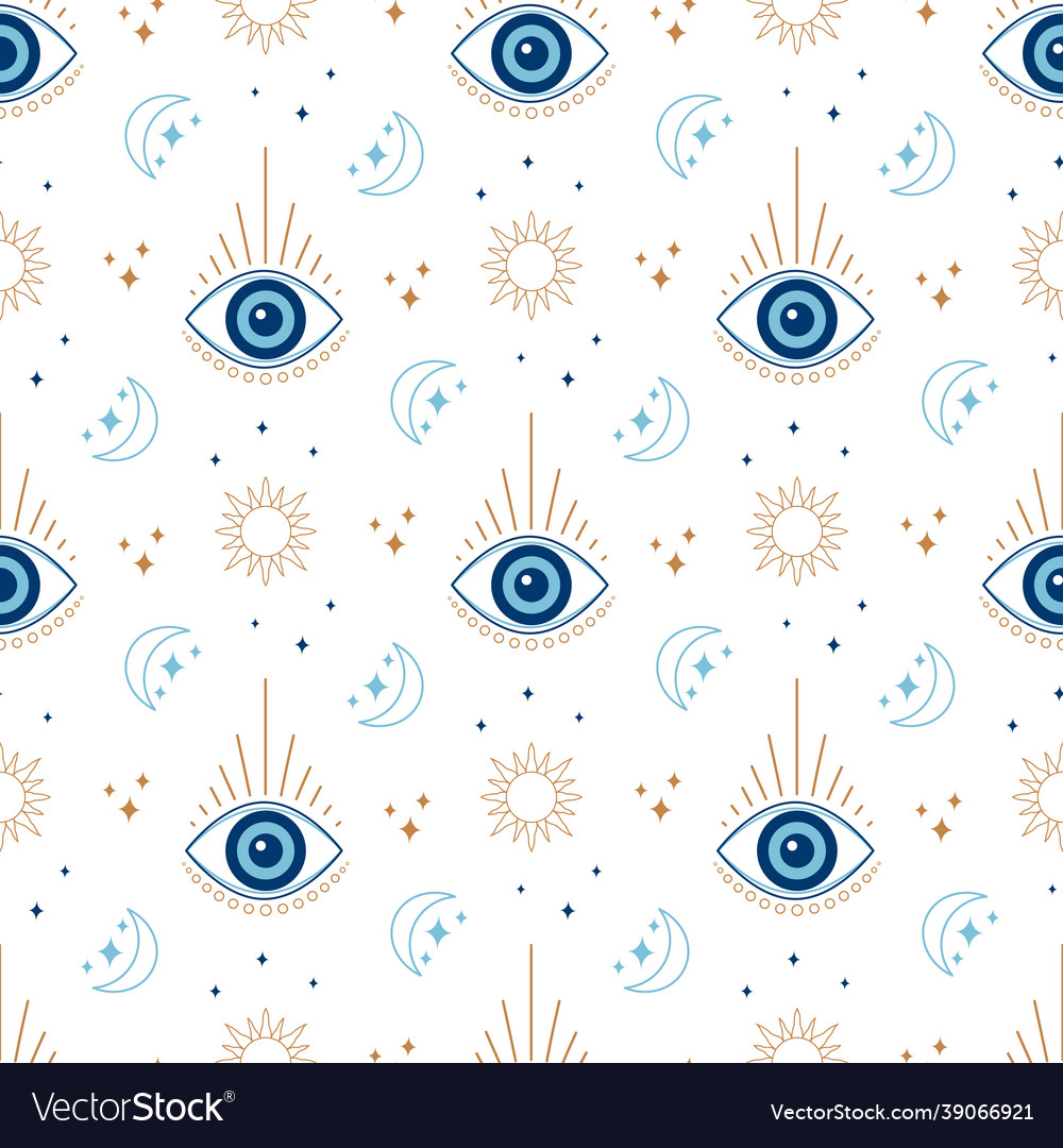 Magic witchcraft occult eye seamless pattern Vector Image