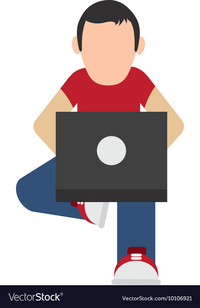 Man using laptop icon Royalty Free Vector Image