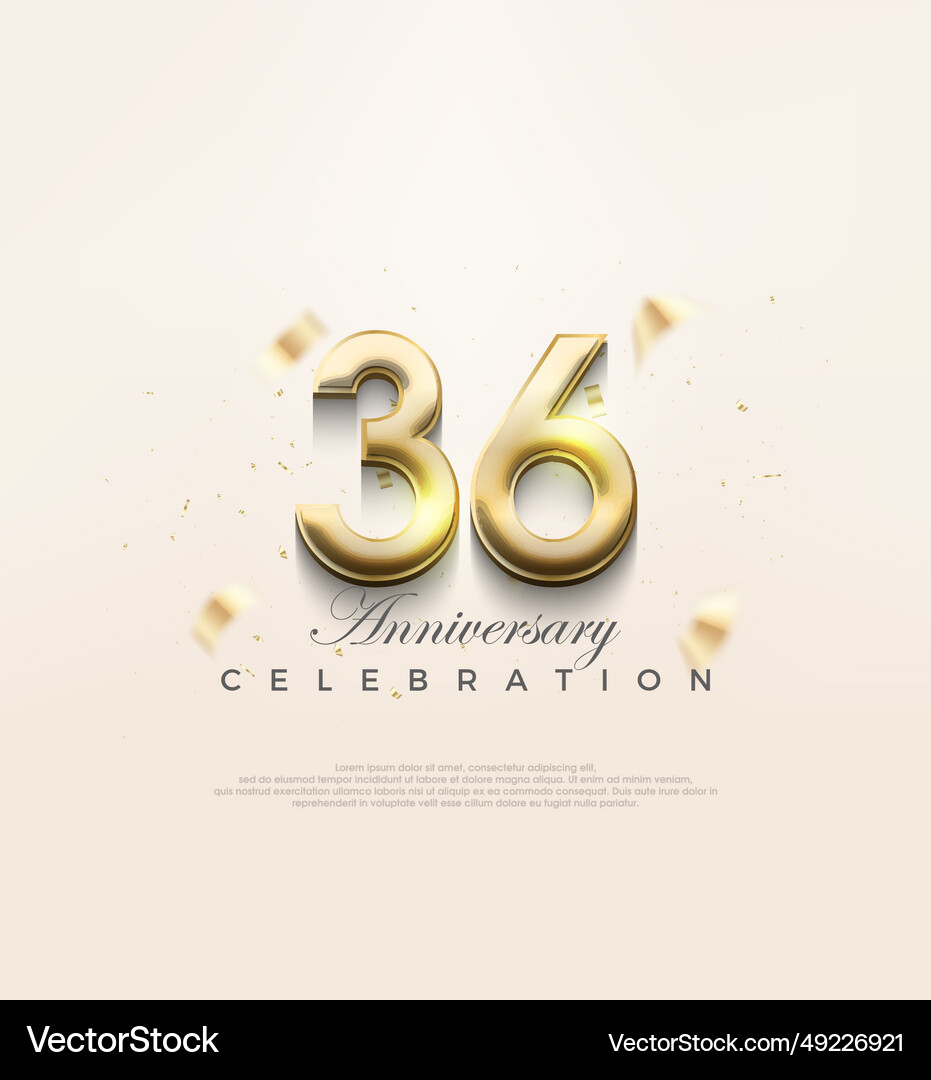 Modern gold 36th anniversary premium design to Vector Image