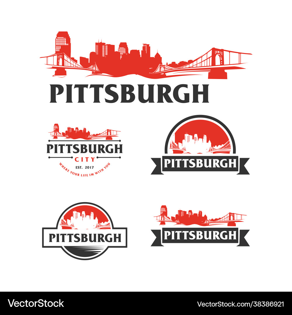 Pittsburgh usa skyline logo cityscape Royalty Free Vector