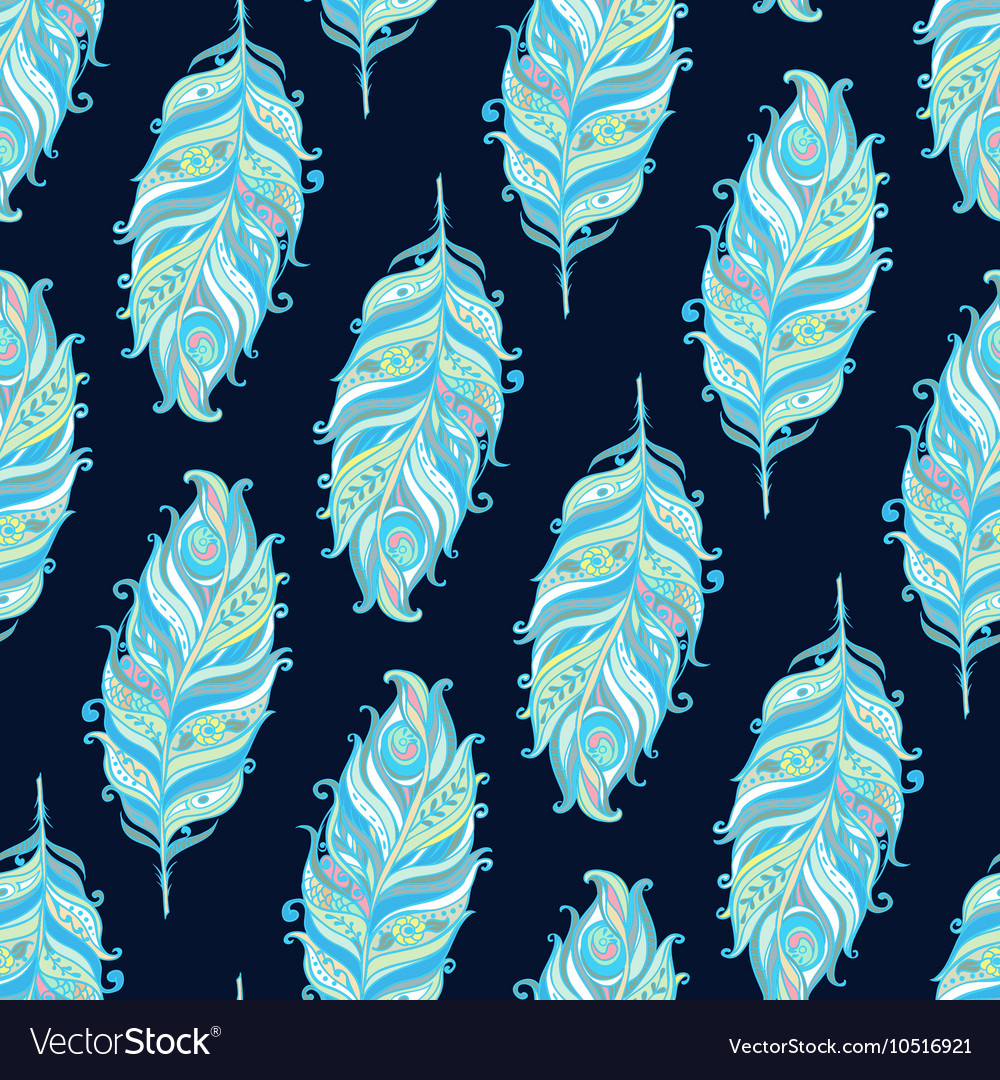 Seamless pattern with decorative feather Vector Image