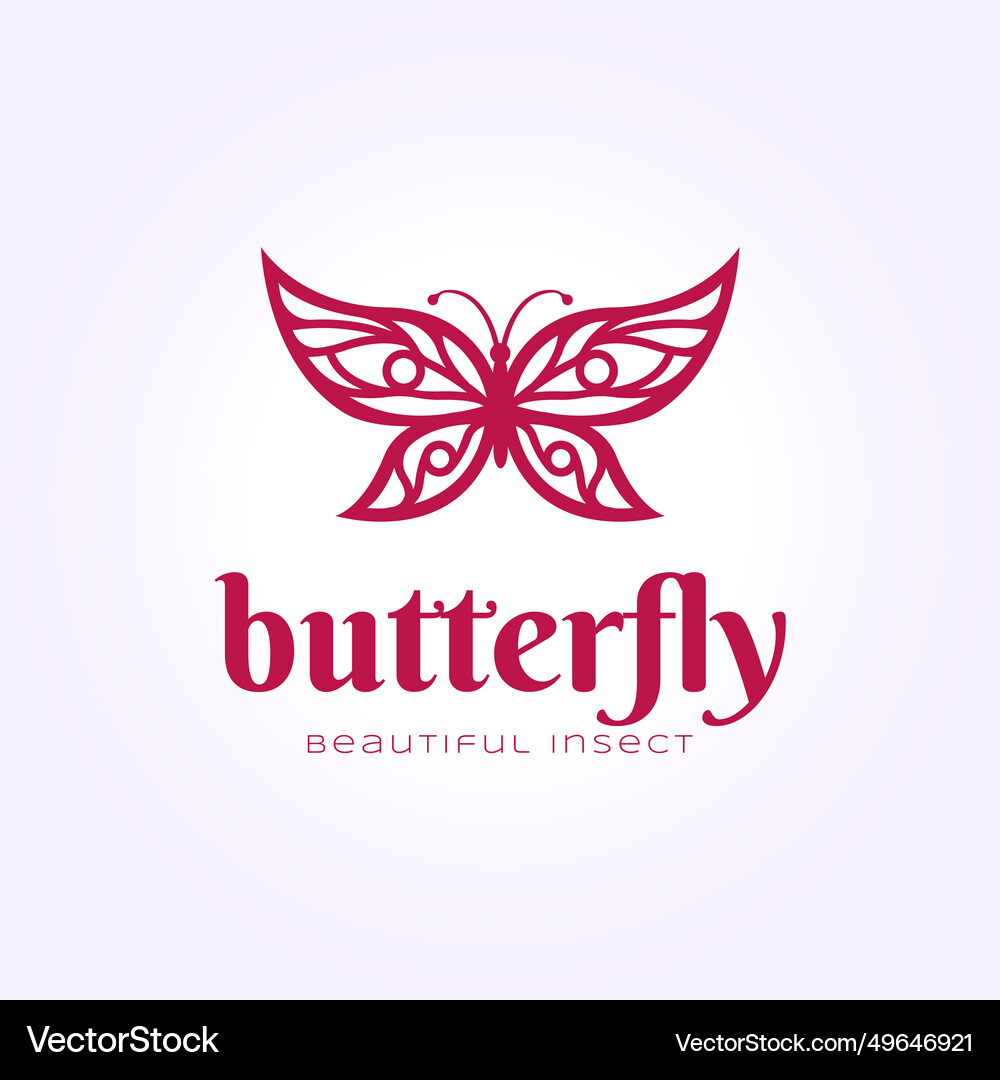 Simple butterfly logo icon line art design insect Vector Image