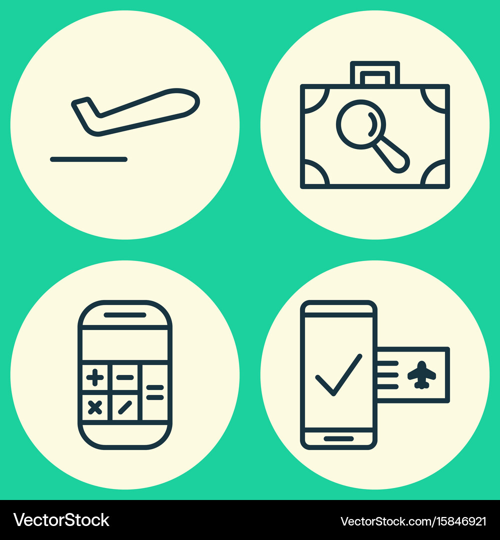 Traveling icons set collection phone Royalty Free Vector