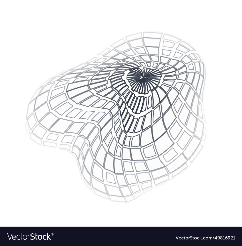 Wireframe sphere distorted globe isolated on white