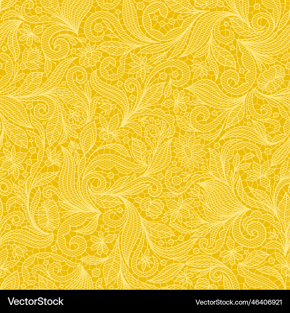 Yellow seamless background with floral lace Vector Image