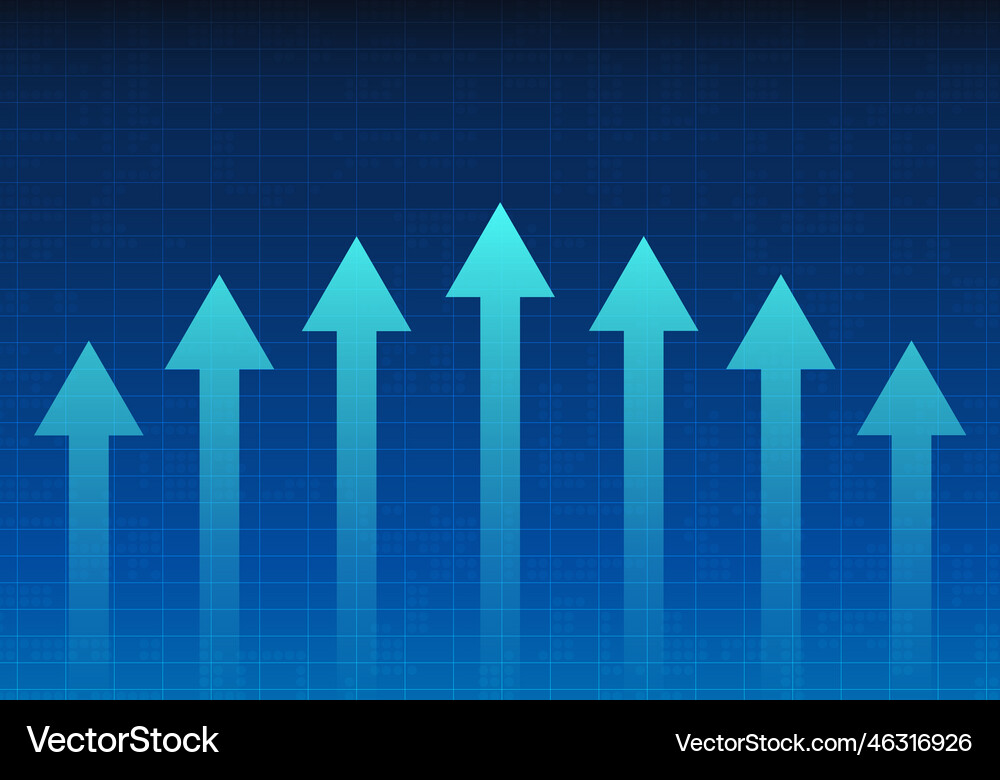Blue arrow pointing upward and the back is a grid Vector Image