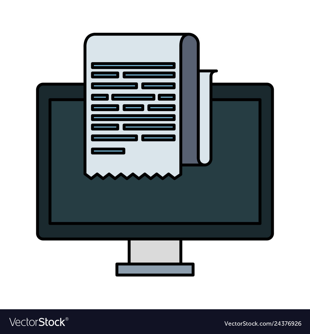 Desktop computer with receipt Royalty Free Vector Image
