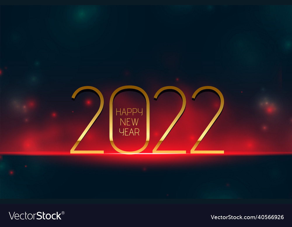 Glowing red 2022 new year wishes greeting design Vector Image