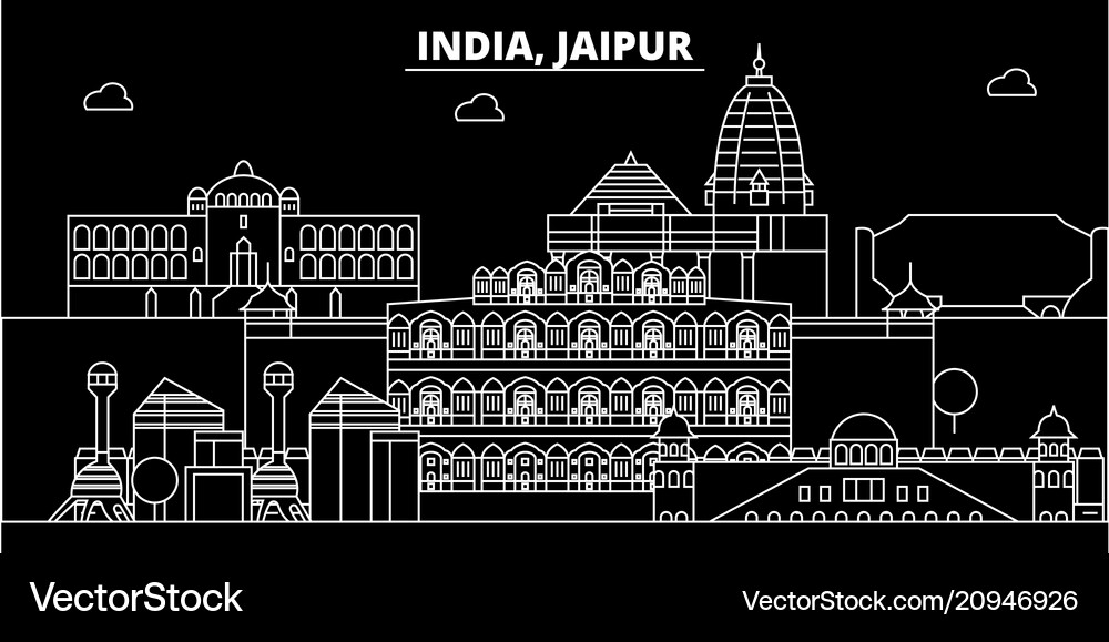 Jaipur silhouette skyline india - jaipur Vector Image