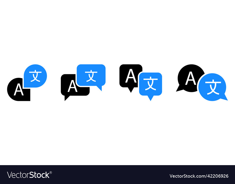 Language translation icon set Royalty Free Vector Image