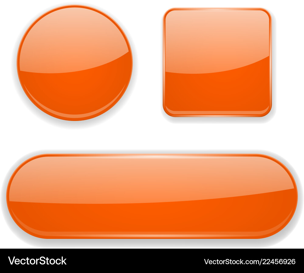 Orange glass buttons 3d icons Royalty Free Vector Image
