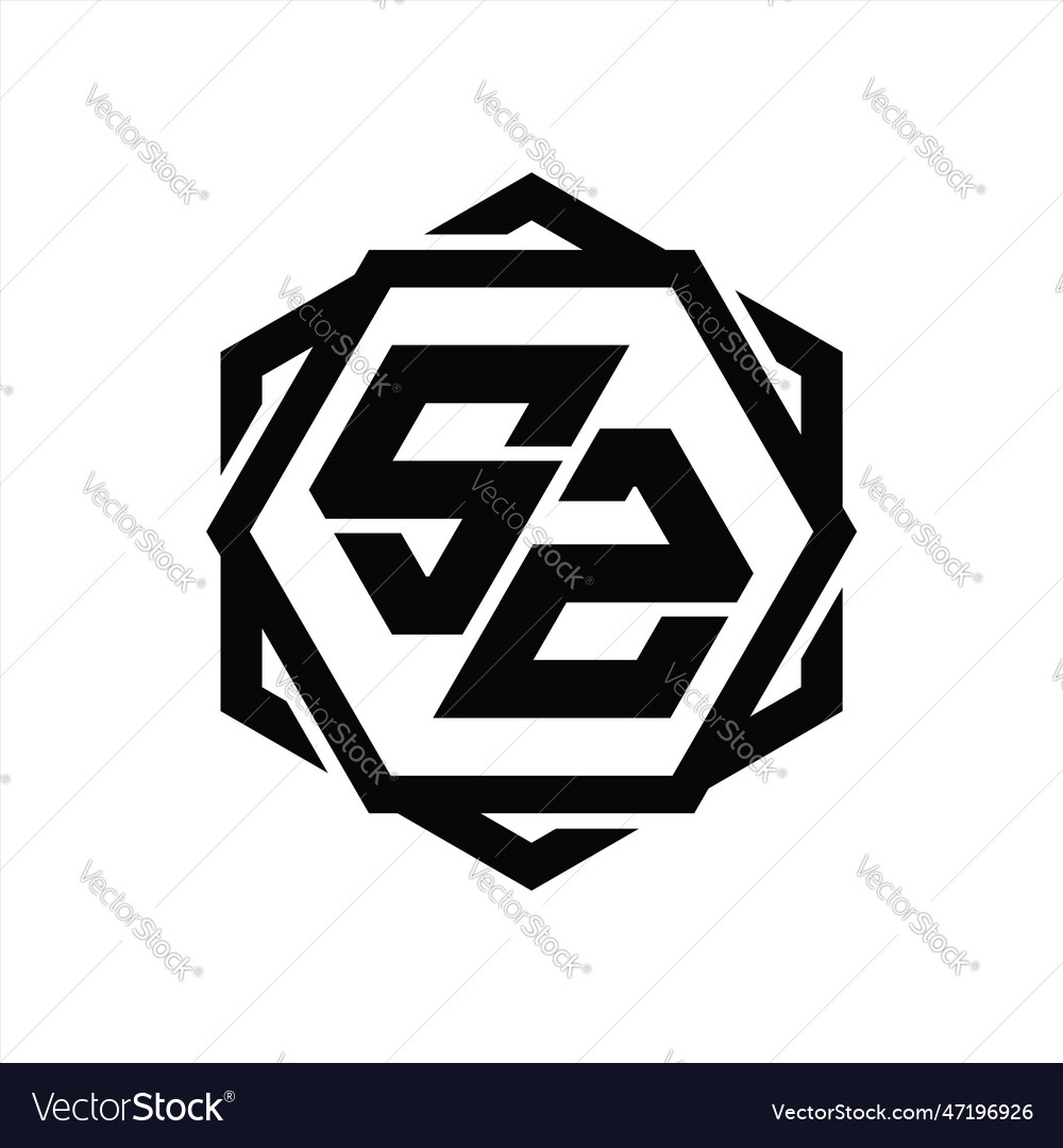 Sz logo monogram hexagon shape with geometric Vector Image