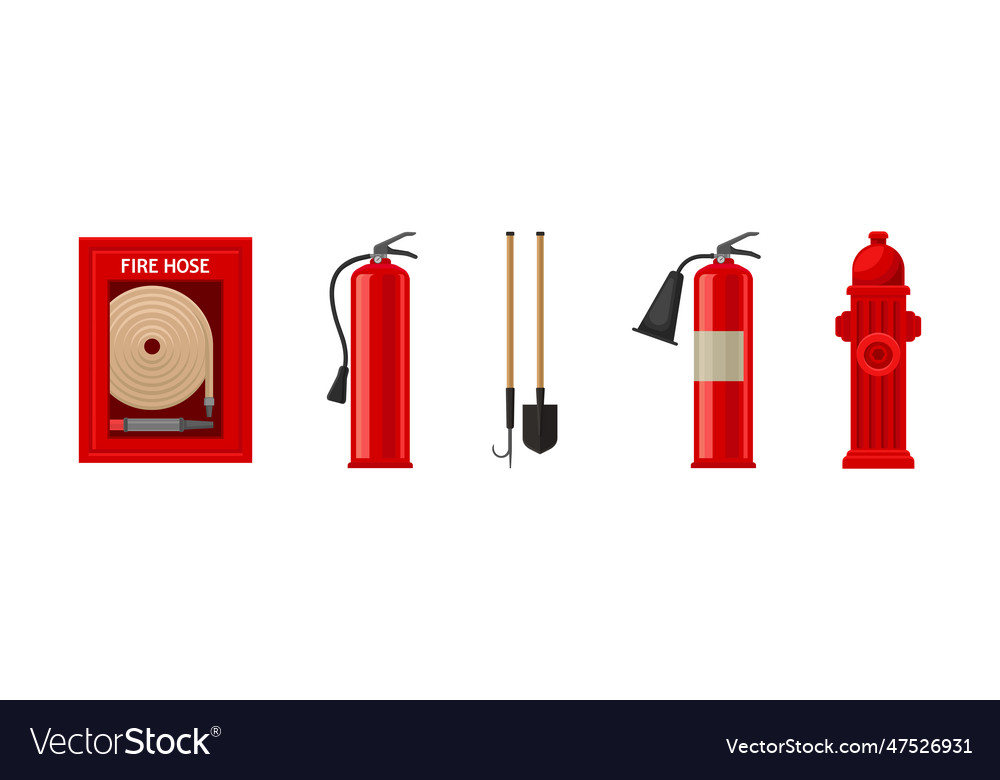 Firefighting tools and equipment for fire Vector Image
