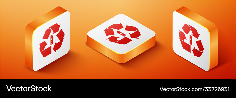 Isometric battery with recycle symbol icon Vector Image