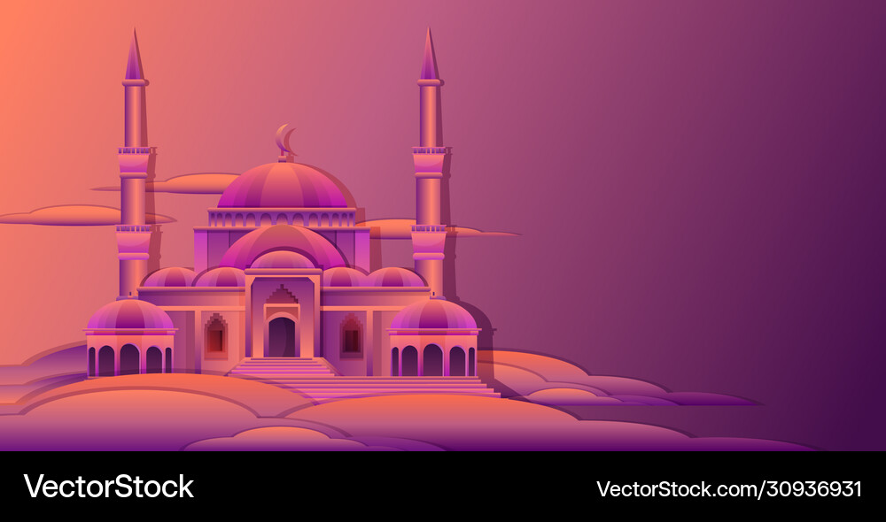 Nabawi mosque building architecture exterior Vector Image