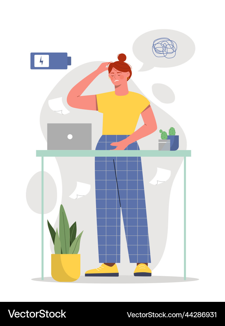 Overwhelmed woman concept Royalty Free Vector Image