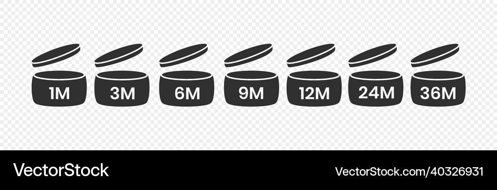 Period after open icon sign set flat style Vector Image