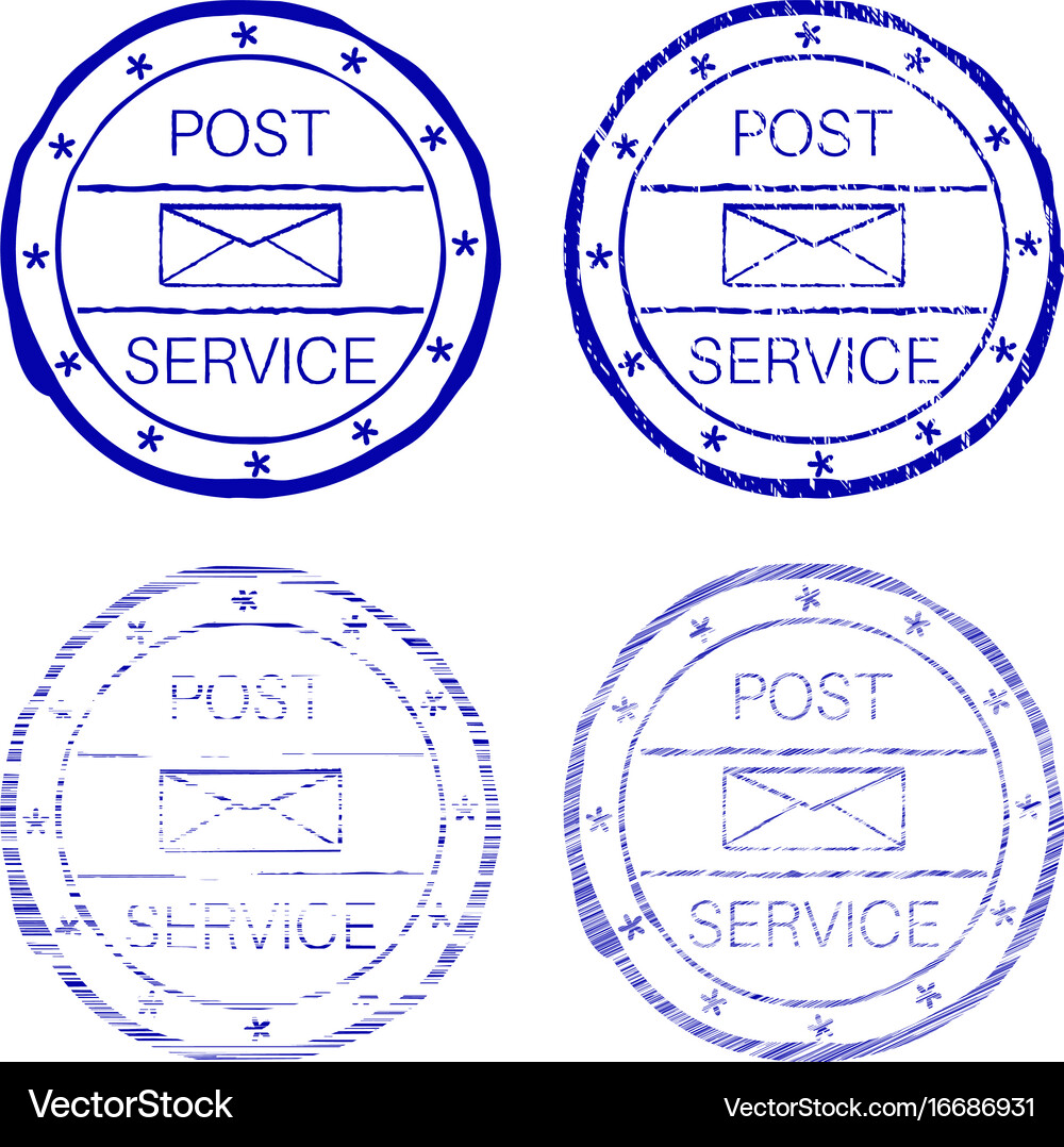 Post service blue faded round stamp Royalty Free Vector