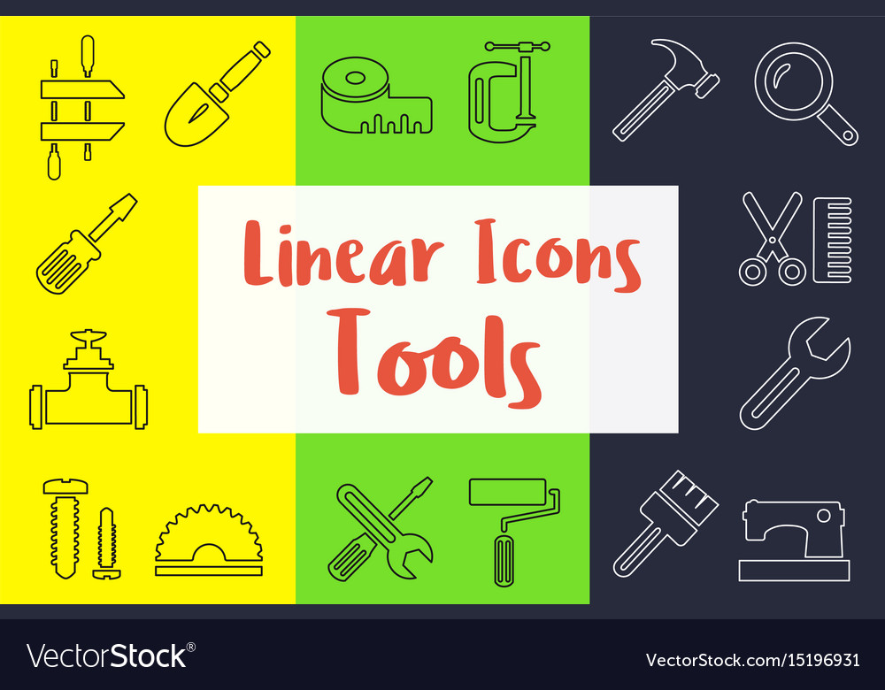 Set of linear icons in the flat style Royalty Free Vector