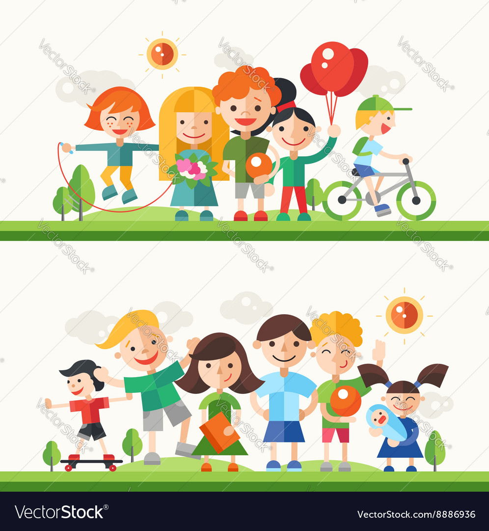 Children hobbies and activities - flat design Vector Image Children hobbies and activities - flat design Vector Image