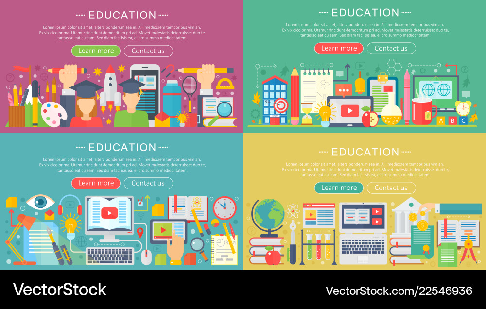 Collection of flat education design Royalty Free Vector
