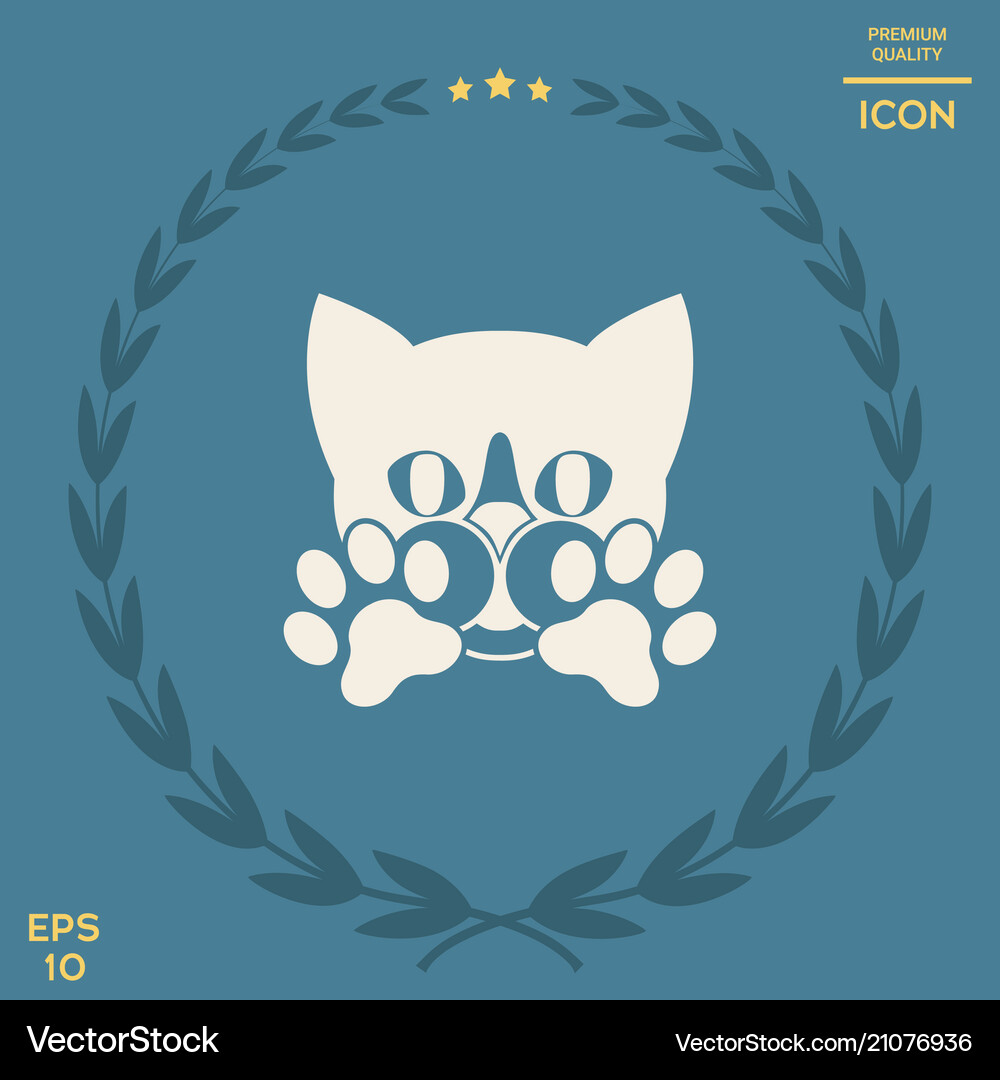 Cute cat paws - logo symbol protect sign Vector Image