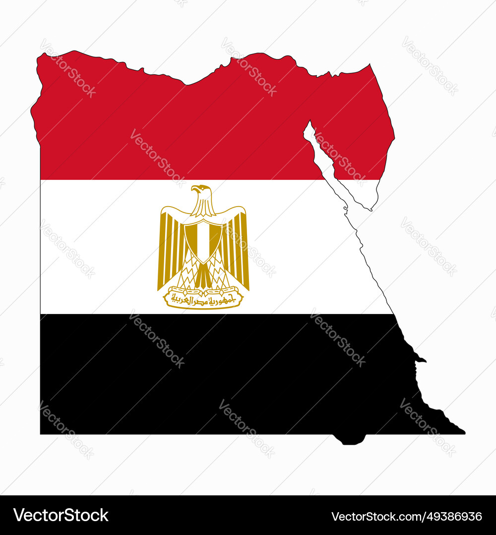 Egypt map silhouette with flag isolated on white Vector Image