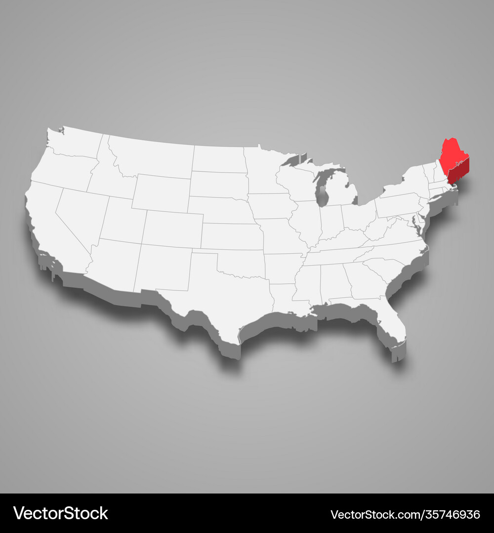 Maine state location within united states 3d map Vector Image