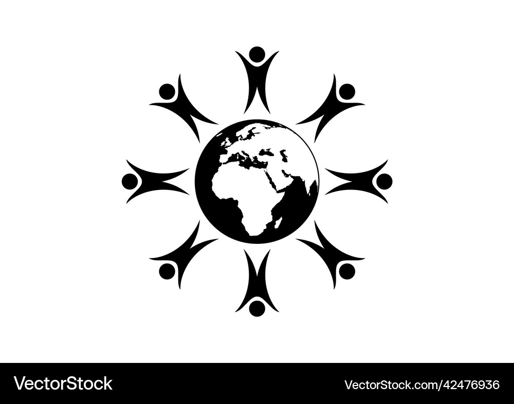 People figures standing around the planet earth Vector Image