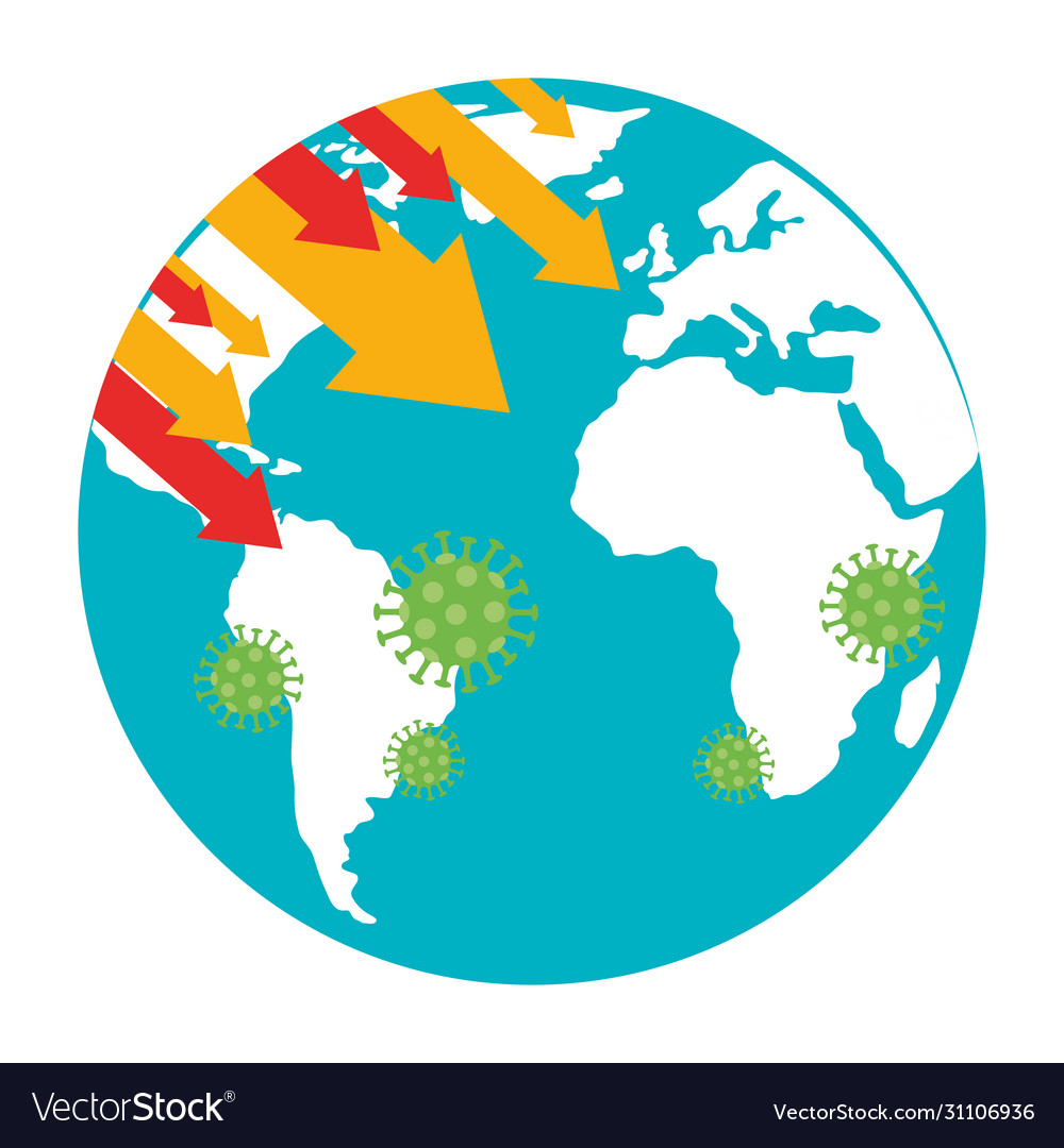Planet earth with covid19 particles and statistics