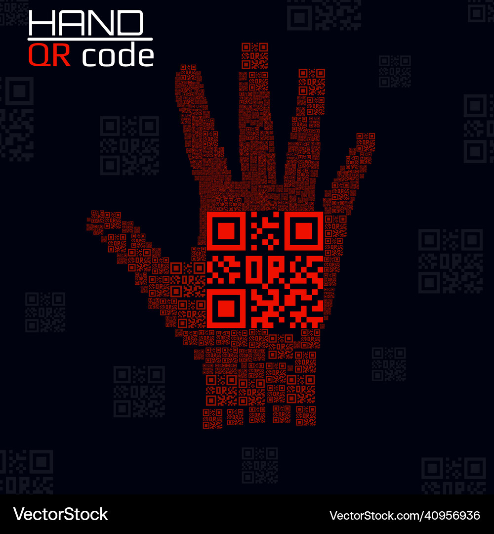 Qr code hand silhouette human hand with code Vector Image