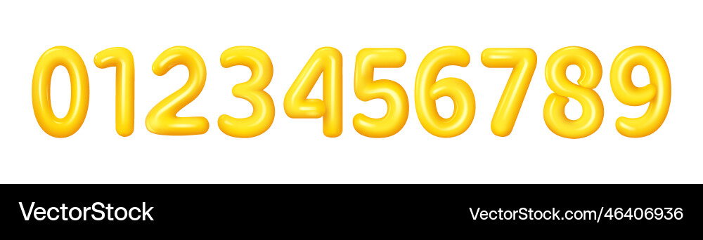 Realistic yellow numbers from 0 to 9 collection Vector Image