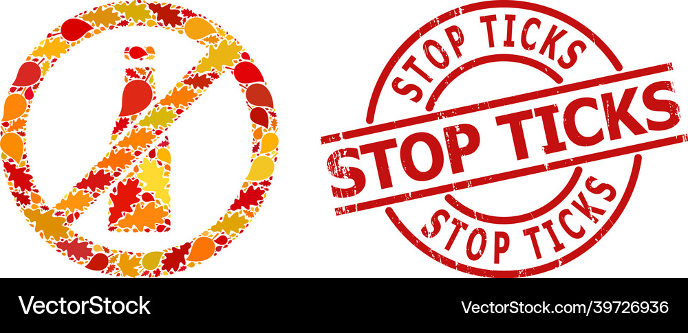 Scratched stop ticks stamp imitation and forbid Vector Image