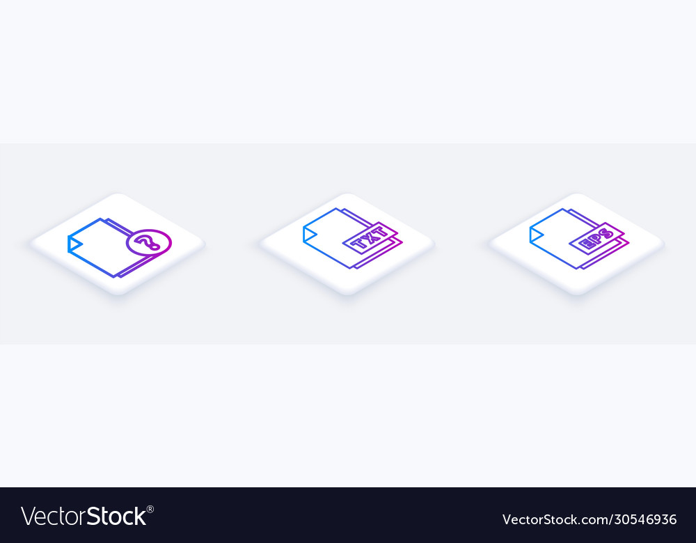 Set isometric line unknown document txt file Vector Image Set isometric line unknown document txt file Vector Image
