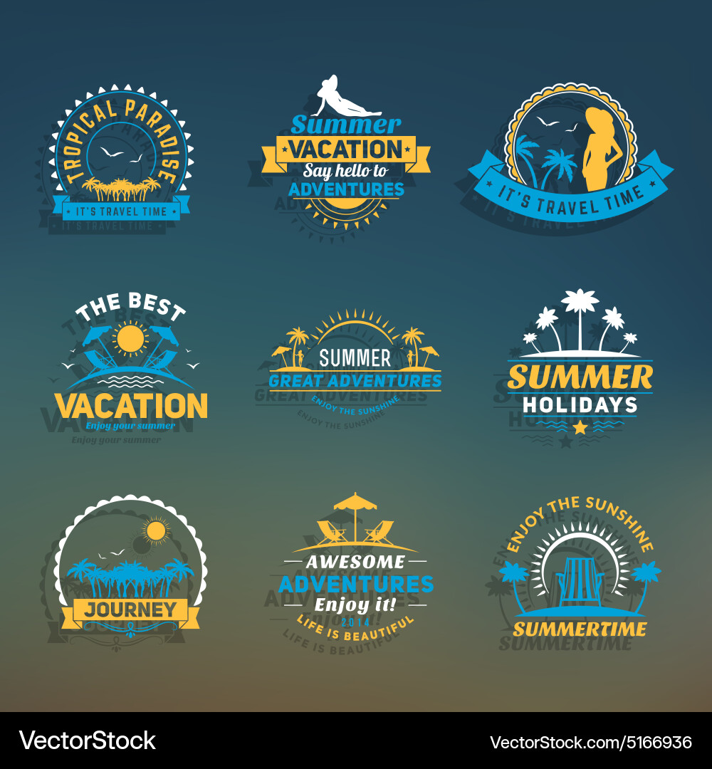 Set of summer retro design elements vintage Vector Image