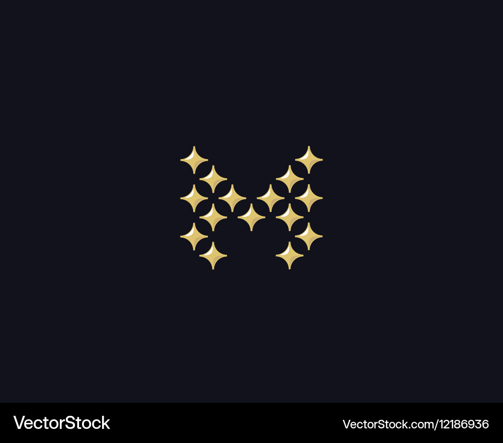 Stars letter m logotype luxury abc icon Royalty Free Vector